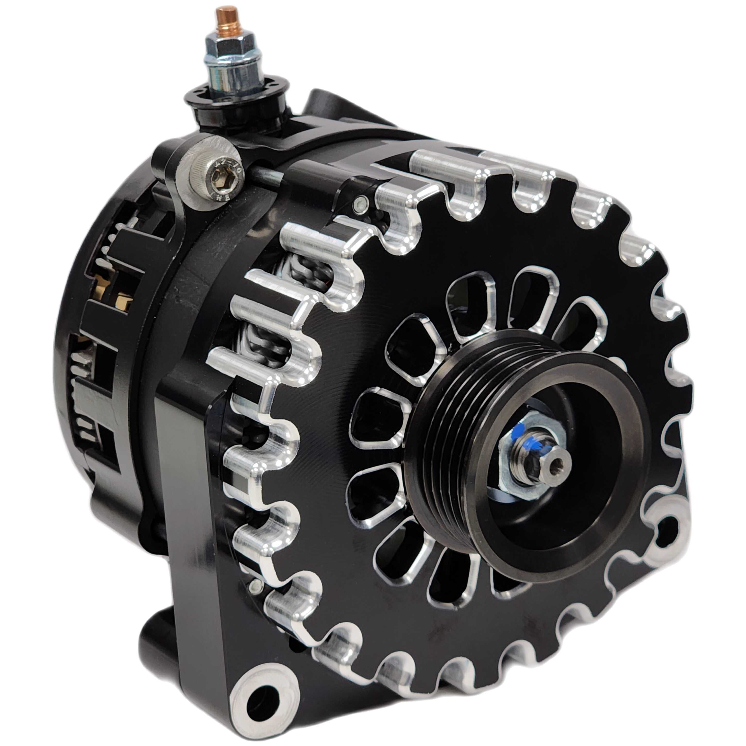 250 Amp Black Billet High Output Alternator for GM 2 pin WITH RVC Bypa ...