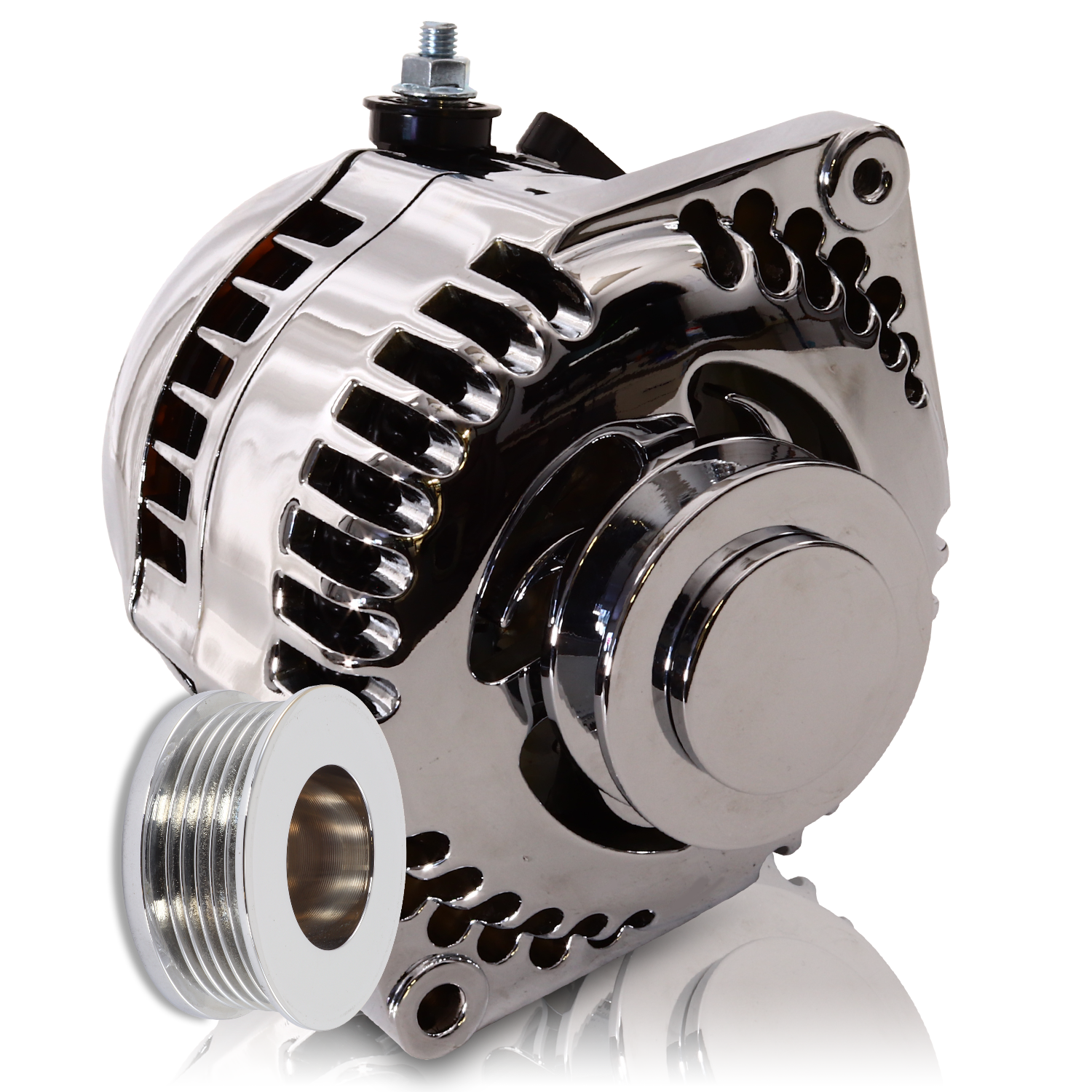 170 amp racing alternator - 63-85 GM - Polished (includes 2 pulleys ...