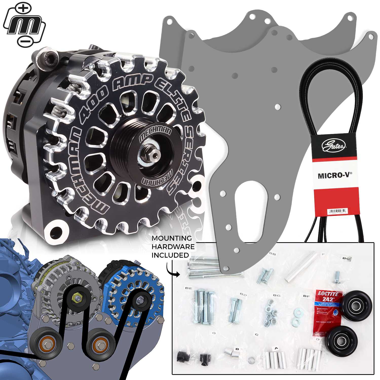 Mechman 400 Amp Black Dual Alternator Kit for 1999 - 2013 GM Trucks ...
