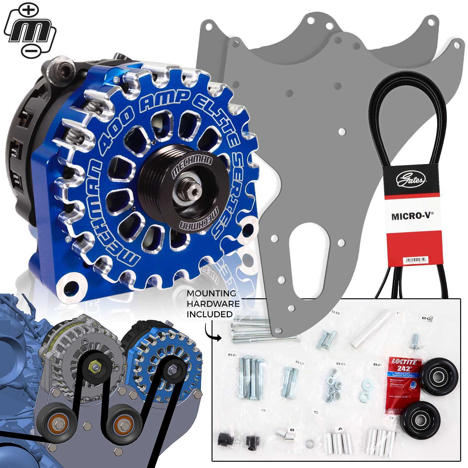 Mechman 400 Amp Dark Blue Dual Alternator Kit for 1999 - 2013 GM Truck ...