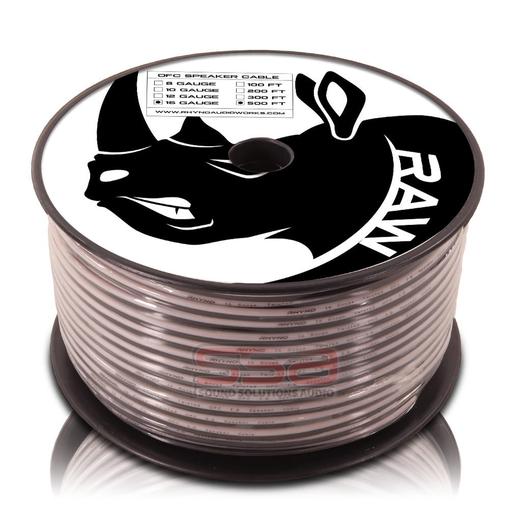 RHYNO 16 AWG Speaker Wire Twisted OFC 400ft Spool – Sound Solutions ...